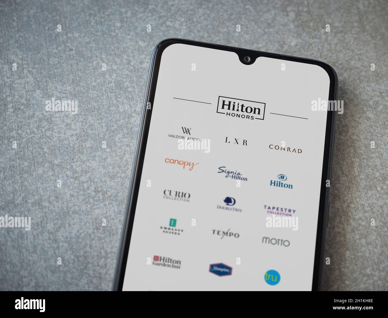 Lod, Israel - July 8, 2020: Hilton Honors app launch screen with logo ...
