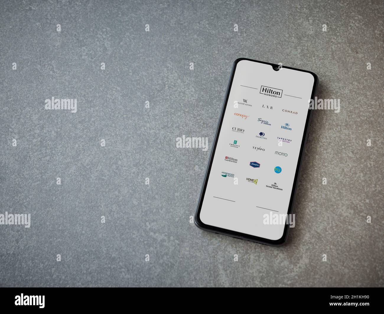 Lod, Israel - July 8, 2020: Hilton Honors app launch screen with logo ...