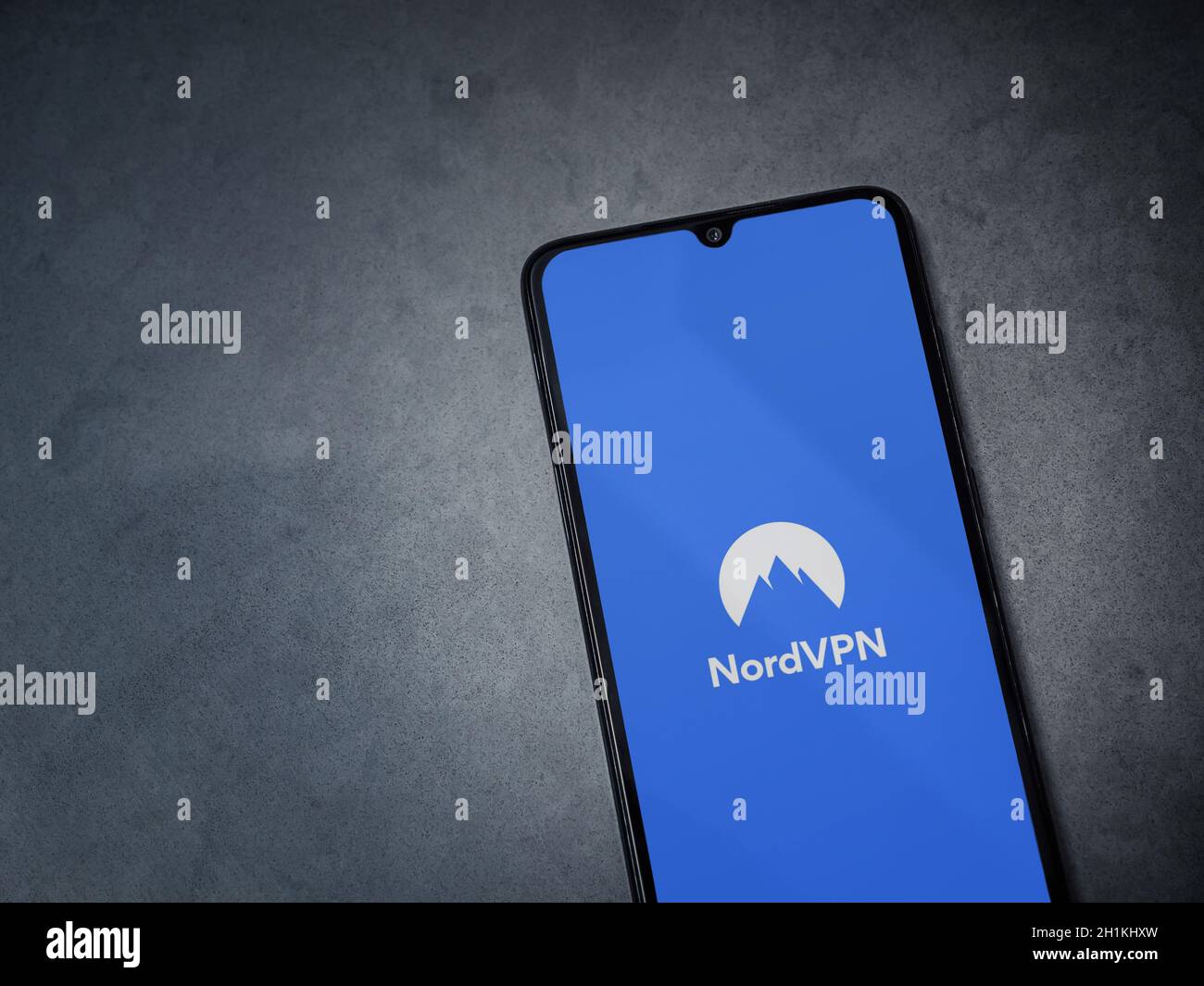 Lod, Israel - July 8, 2020: NordVPN app launch screen with logo on the ...