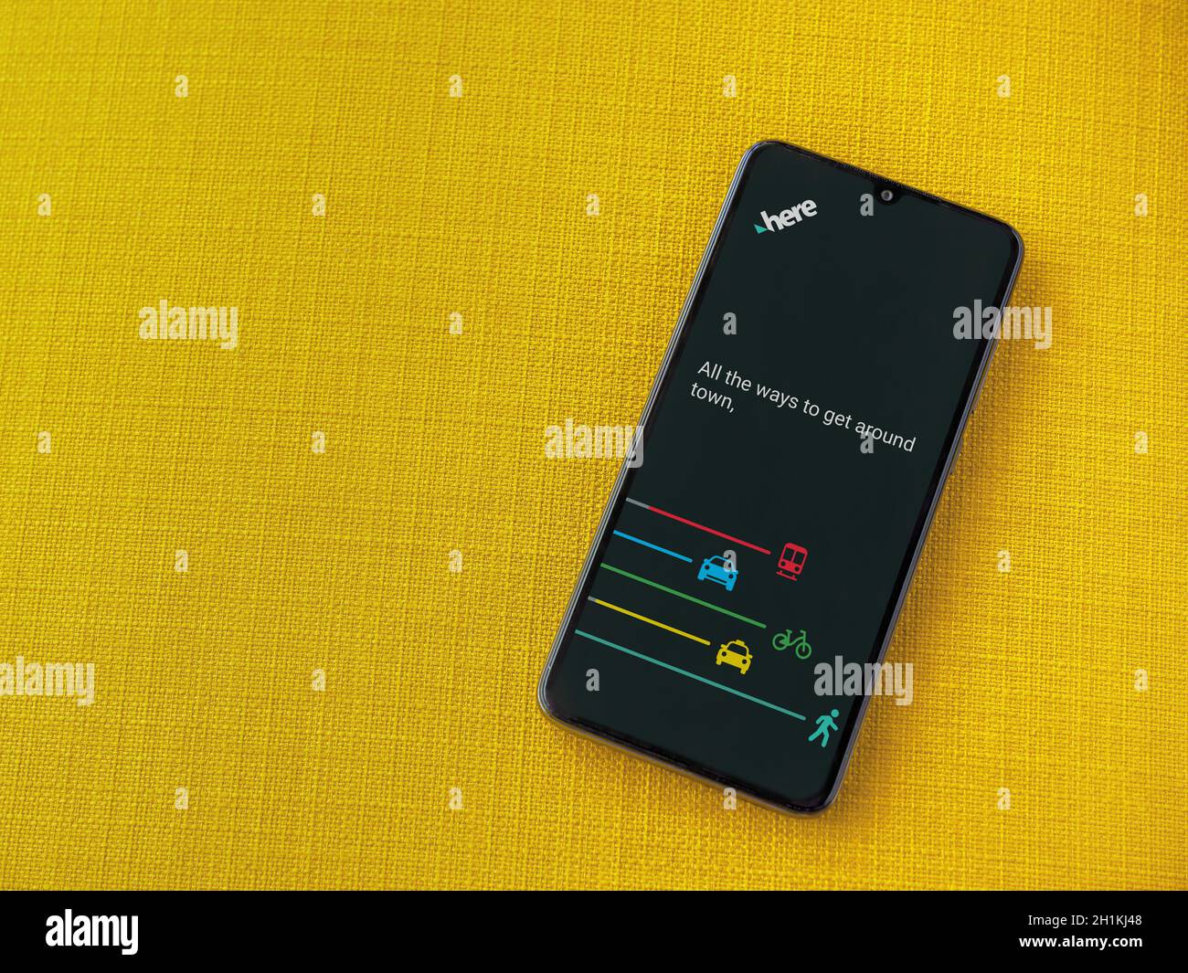 Lod, Israel - July 8, 2020: HERE WeGo app launch screen with logo on ...