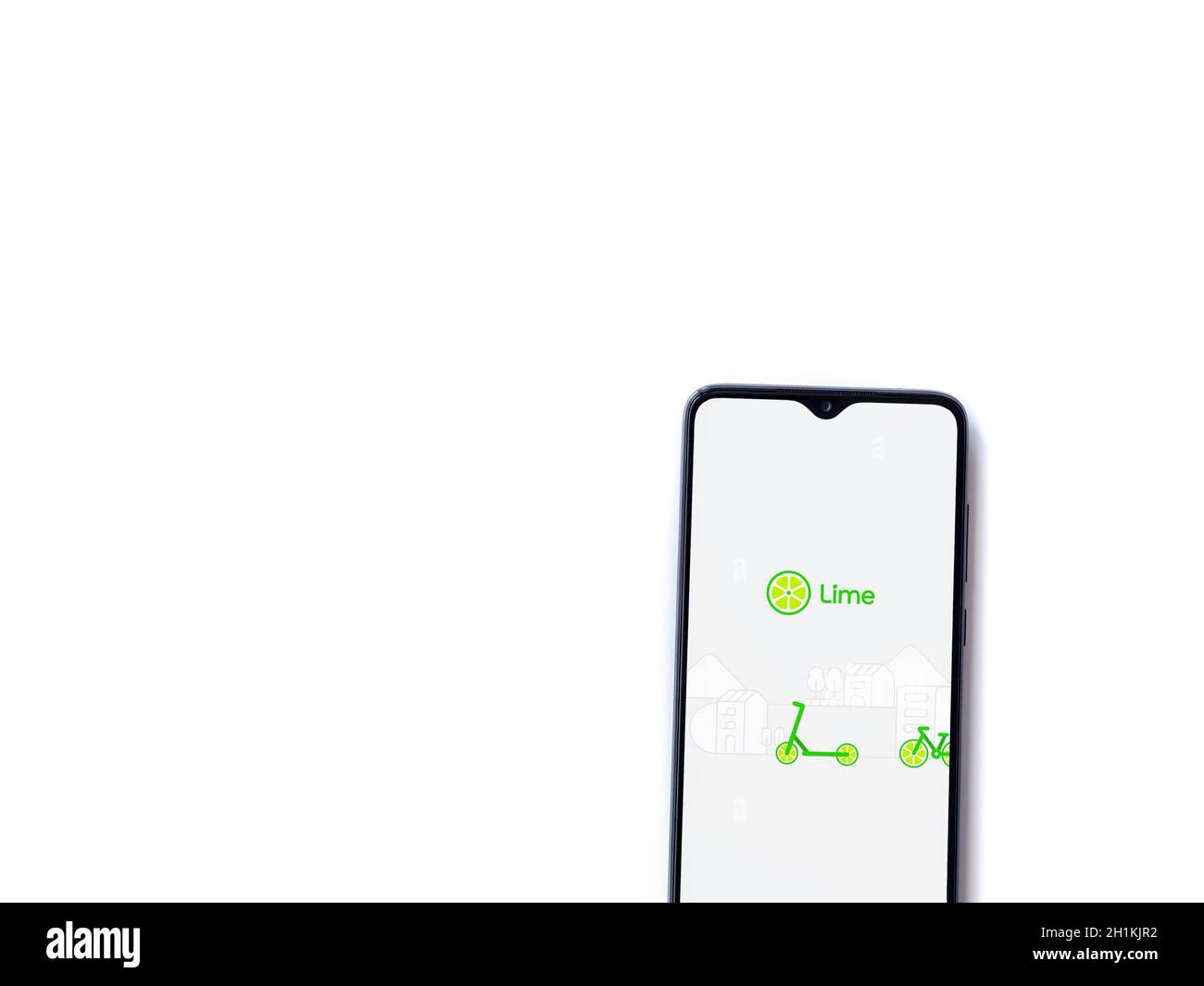 Lod, Israel - July 8, 2020: Lime app launch screen with logo on the ...