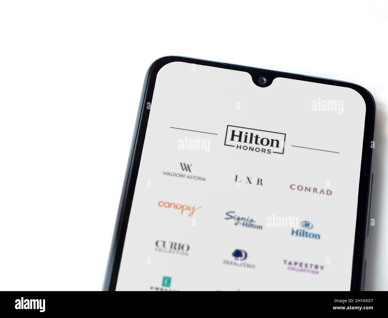 Lod, Israel - July 8, 2020: Hilton Honors app launch screen with logo ...