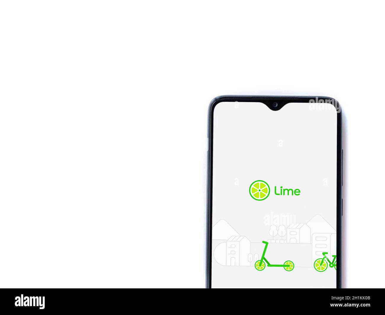 Lod, Israel - July 8, 2020: Lime app launch screen with logo on the ...