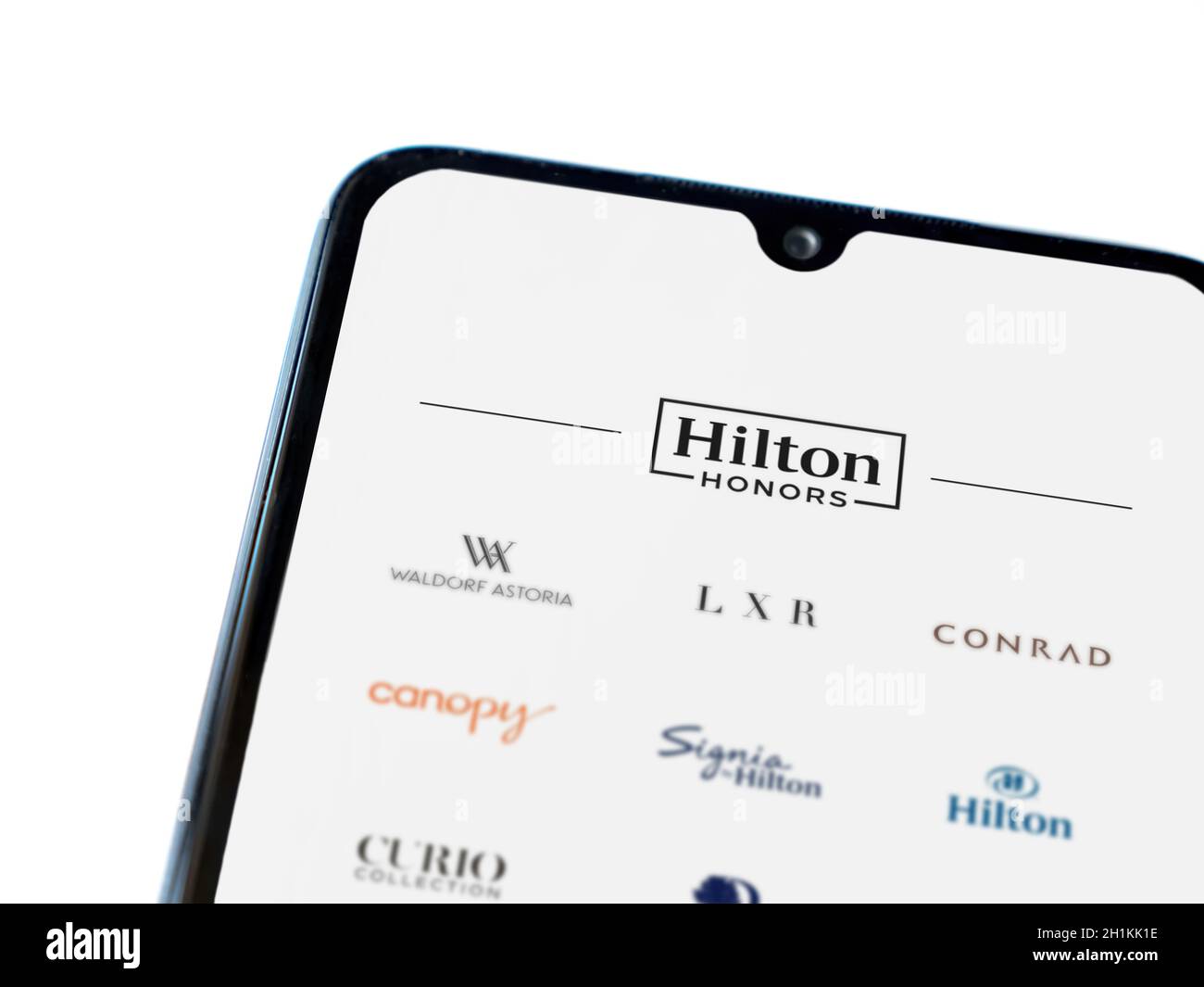 Lod, Israel - July 8, 2020: Hilton Honors app launch screen with logo ...