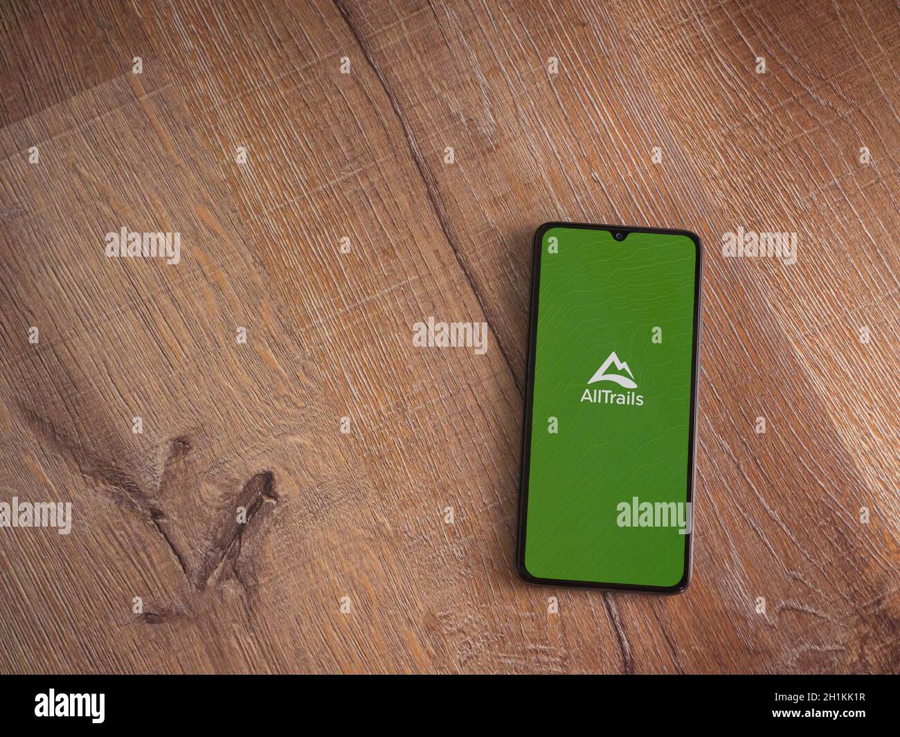 Lod, Israel - July 8, 2020: AllTrails app launch screen with logo on ...