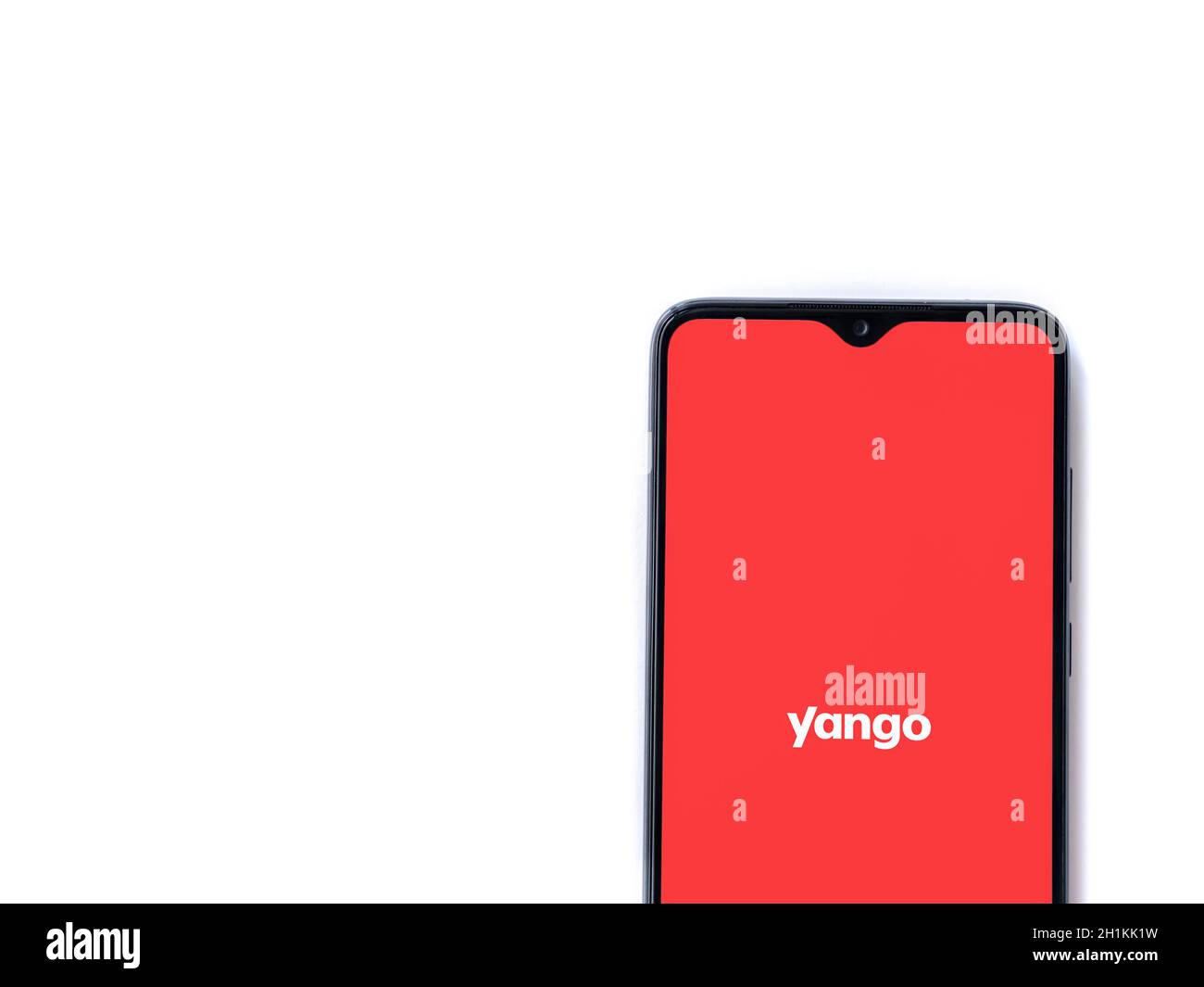 Lod, Israel - July 8, 2020: Yango Ride app launch screen with logo on ...