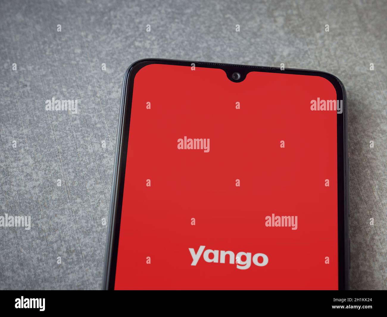 Lod, Israel - July 8, 2020: Yango Ride app launch screen with logo on ...