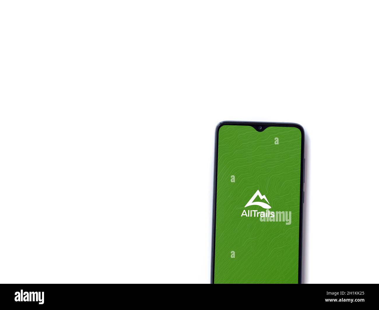 Lod, Israel - July 8, 2020: AllTrails app launch screen with logo on ...