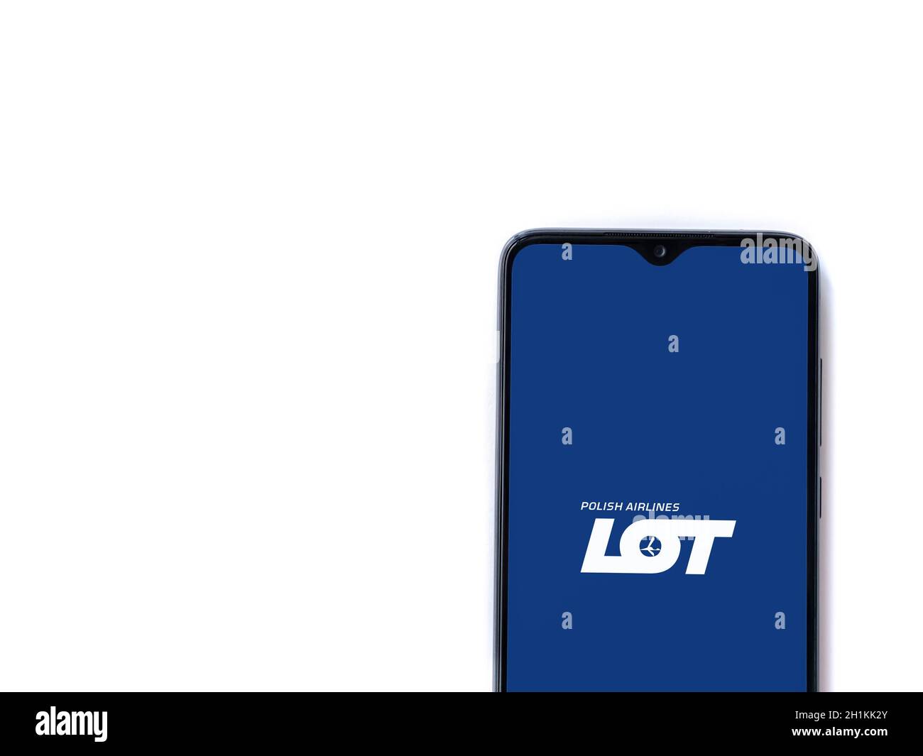 Lod, Israel - July 8, 2020: LOT app launch screen with logo on the ...