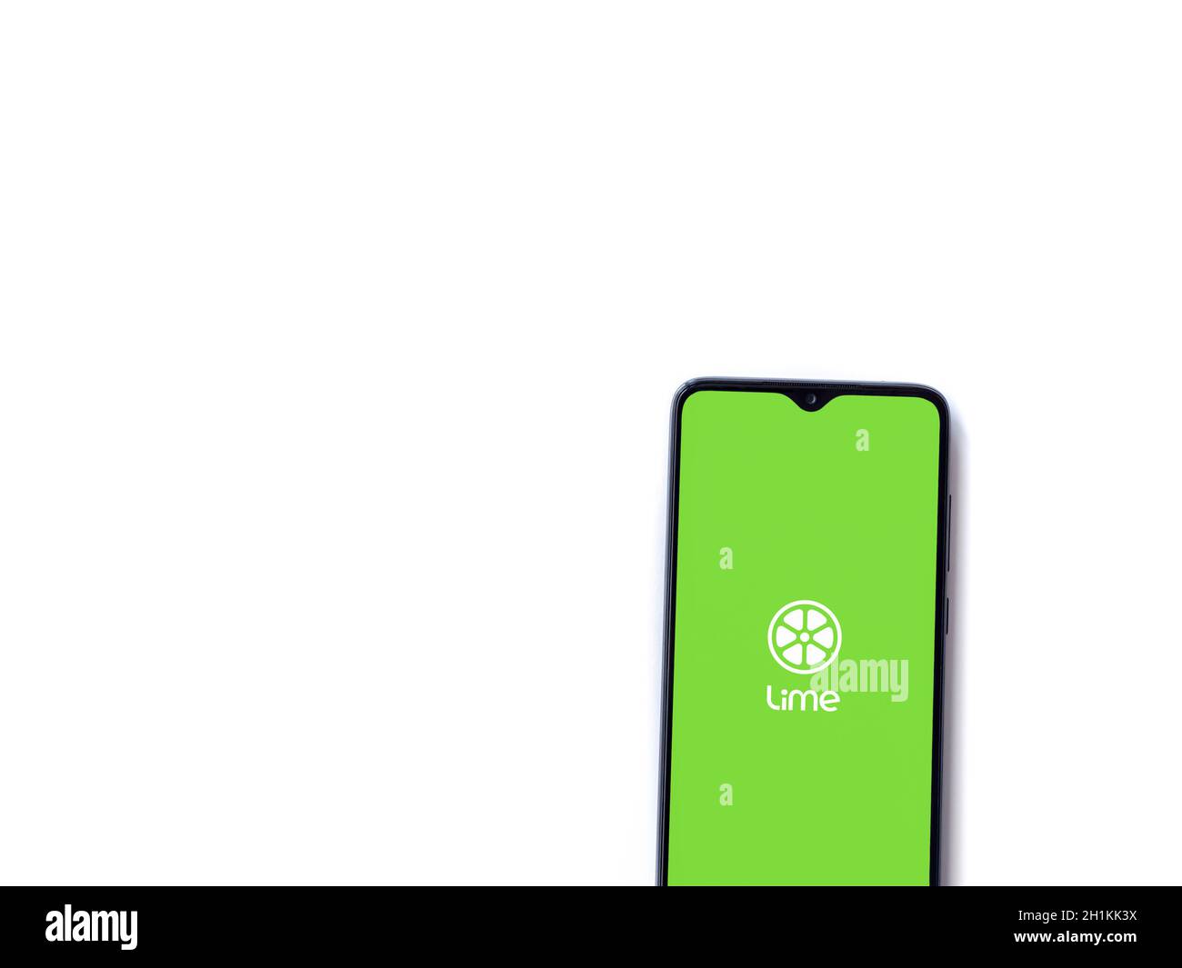 Lod, Israel - July 8, 2020: Lime app launch screen with logo on the ...