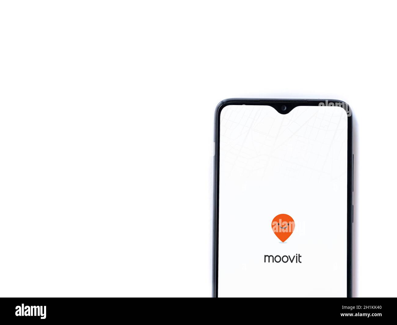 Lod, Israel - July 8, 2020: Moovit app launch screen with logo on the ...