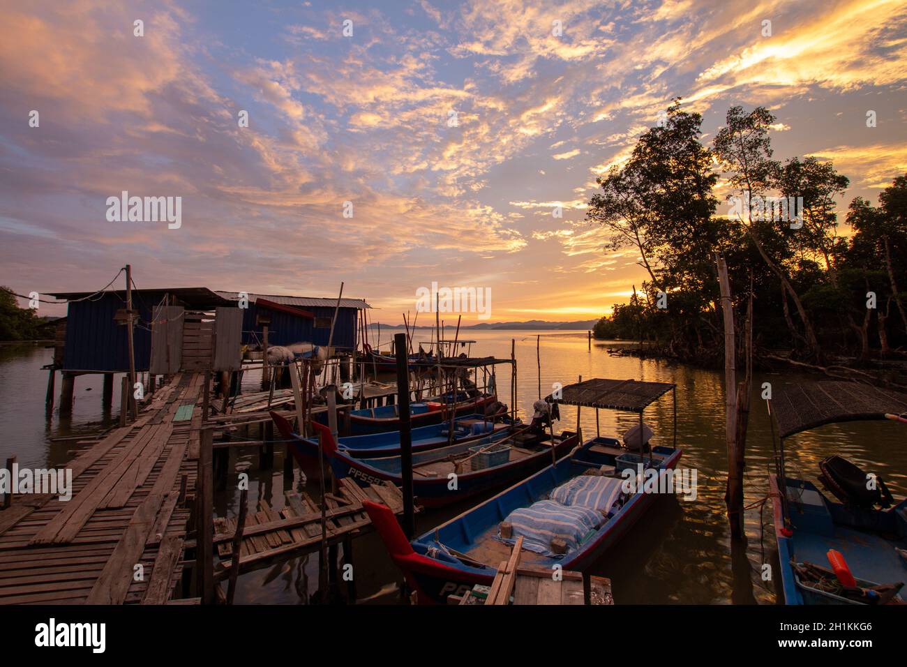 Bukit Mertajam, Penang/Malaysia - Jul 25 2016: Fisherman jetty Sungai ...