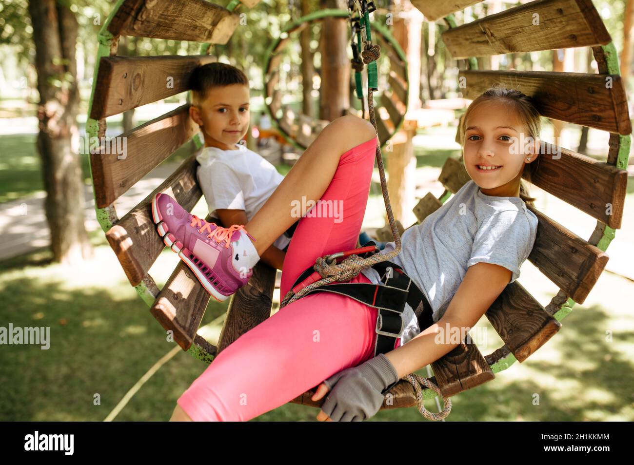 Rope bridge on kids playground hi-res stock photography and images - Alamy