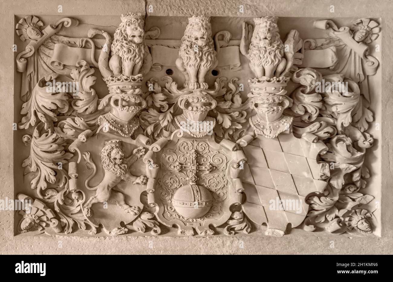 historic ornamented medieval stone relief Stock Photo - Alamy