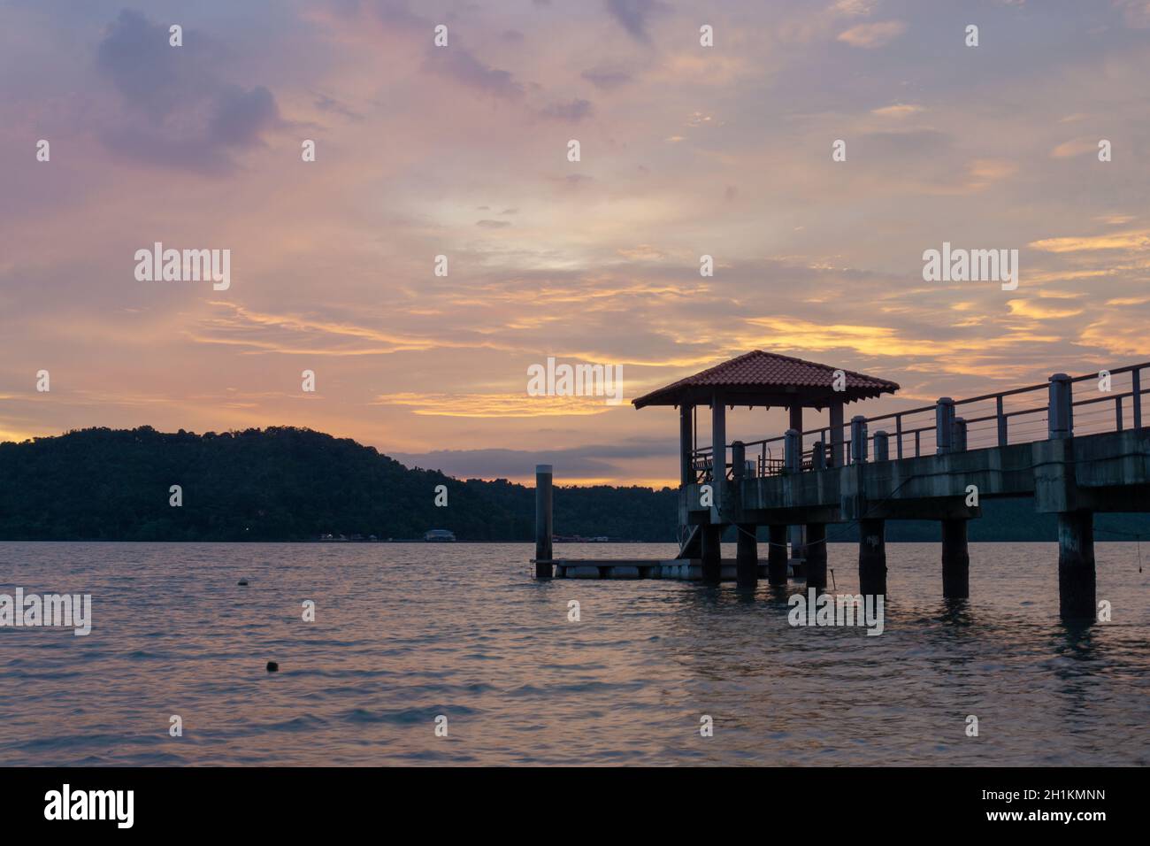 Batu Kawan, Penang/Malaysia - Mar 30 2017: Amazing colorful sunset over ...