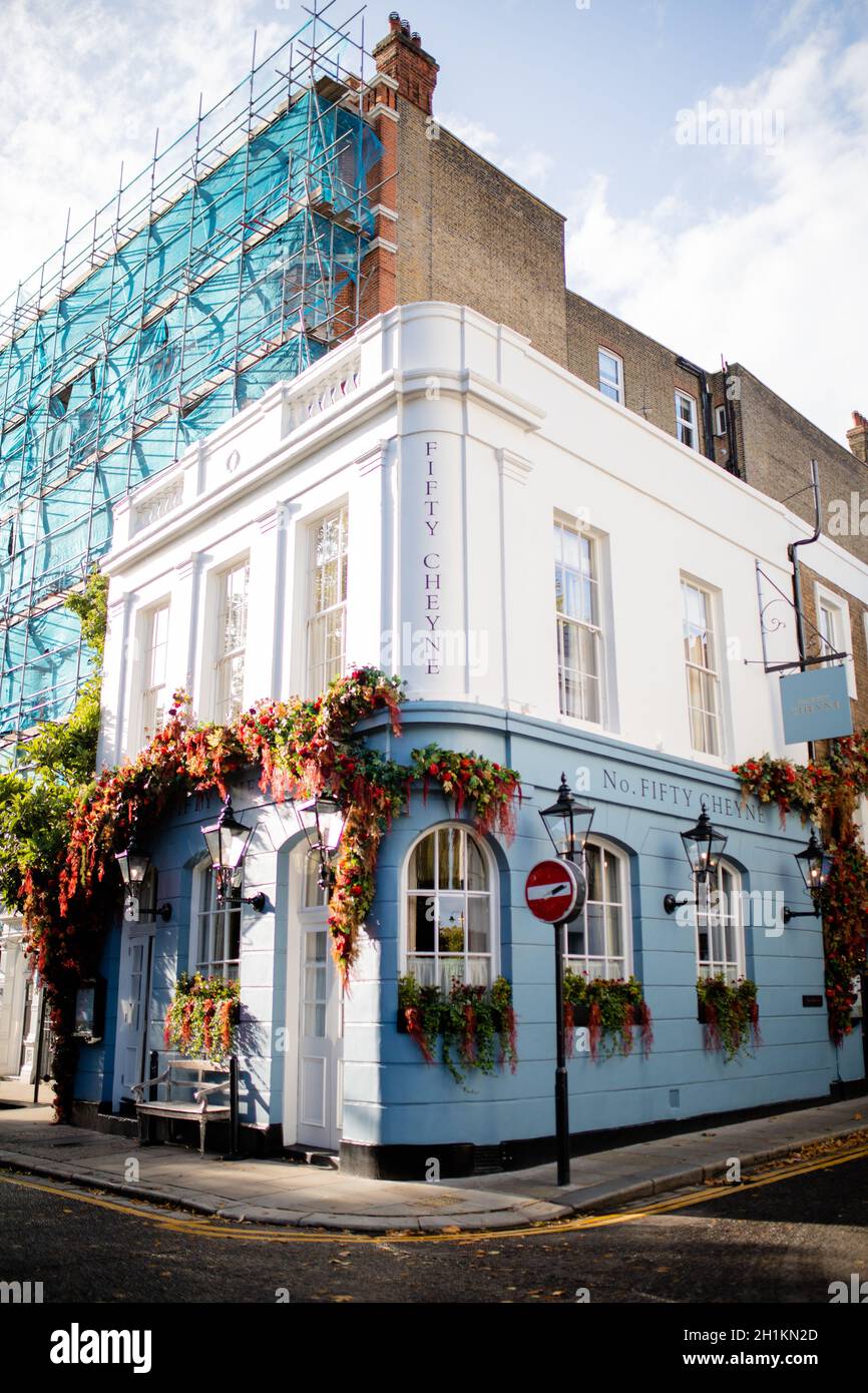 London, UK - September 30, 2020: Portrait style picture of a white and ...