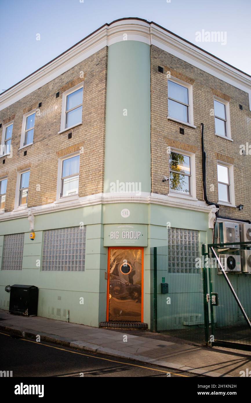 London, UK - September 30, 2020: Portrait style picture of the corner ...