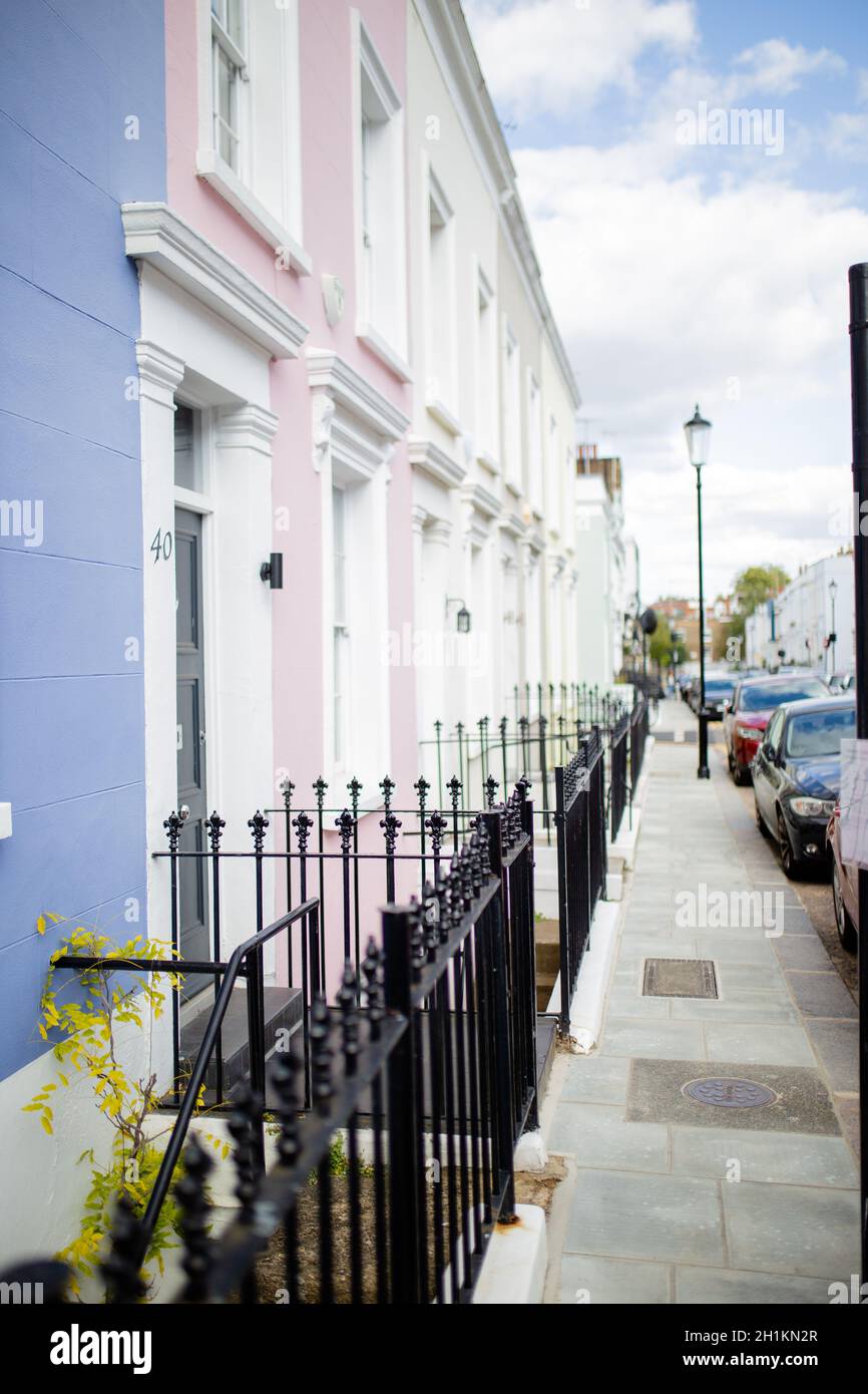 Portrait style picture of a neighbourhood from London with colorful ...
