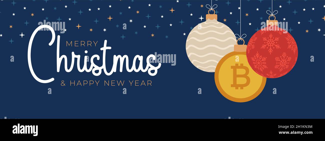 Merry Christmas bitcoin symbol banner. bitcoin sign as christmas bauble ...