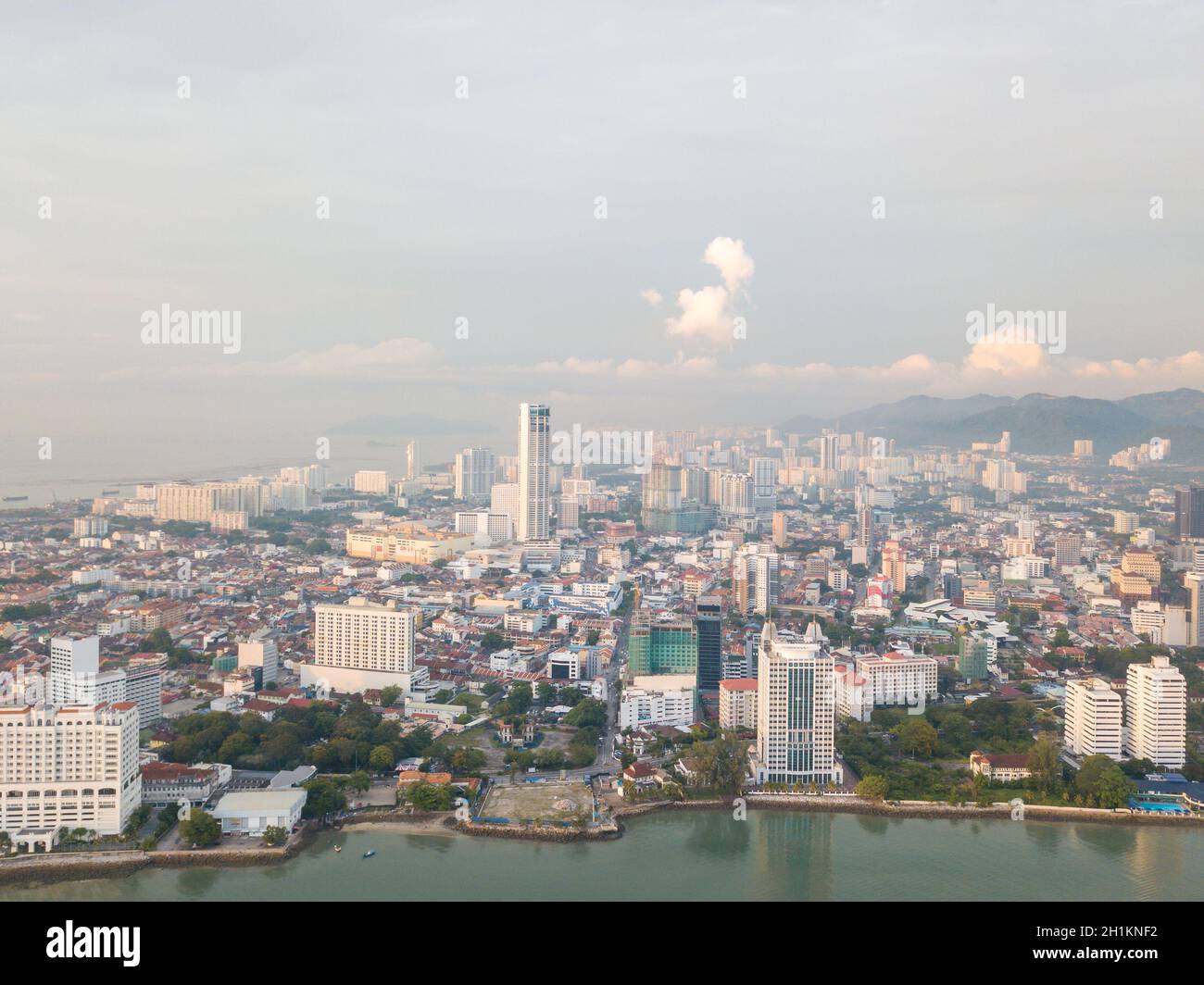 Gurney, Penang/Malaysia - Apr 05 2019: Aerial view KOMTAR building at ...