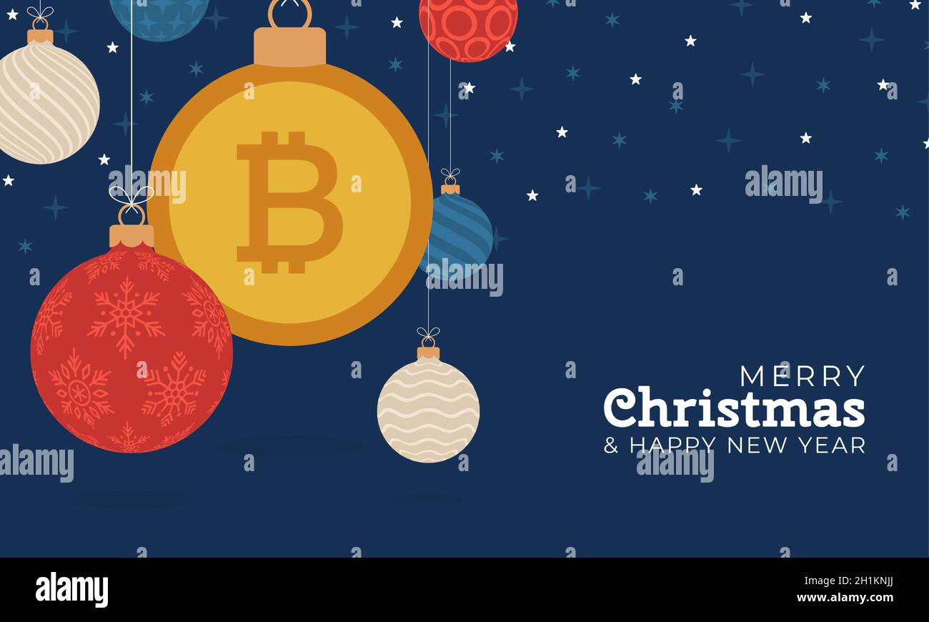 Merry Christmas bitcoin symbol banner. bitcoin sign as christmas bauble ...