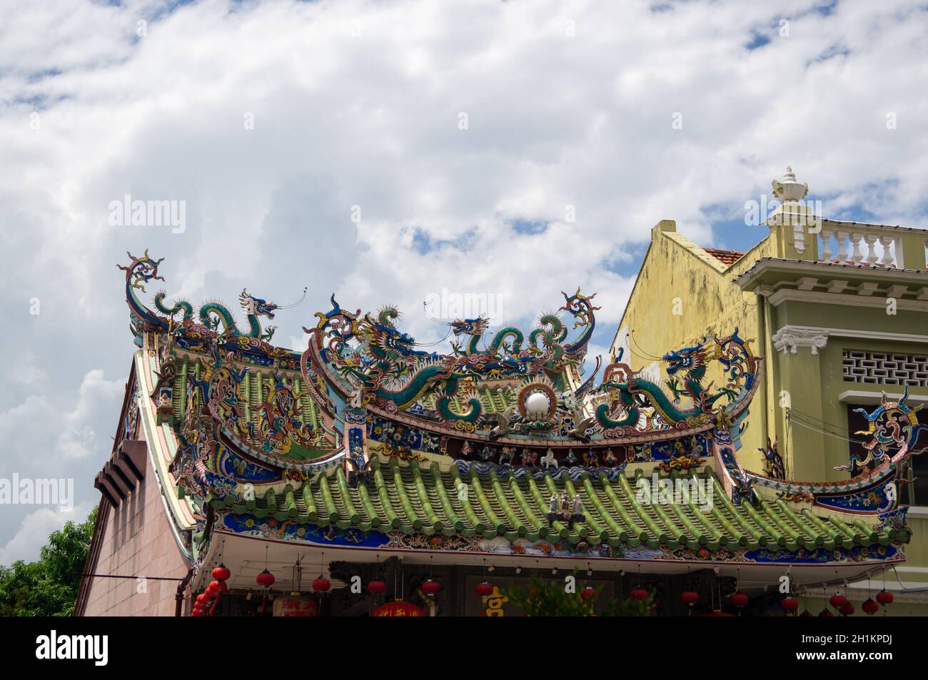 Georgetown, Penang/Malaysia - Feb 14 2020: Yap Kongsi temple rooftop ...