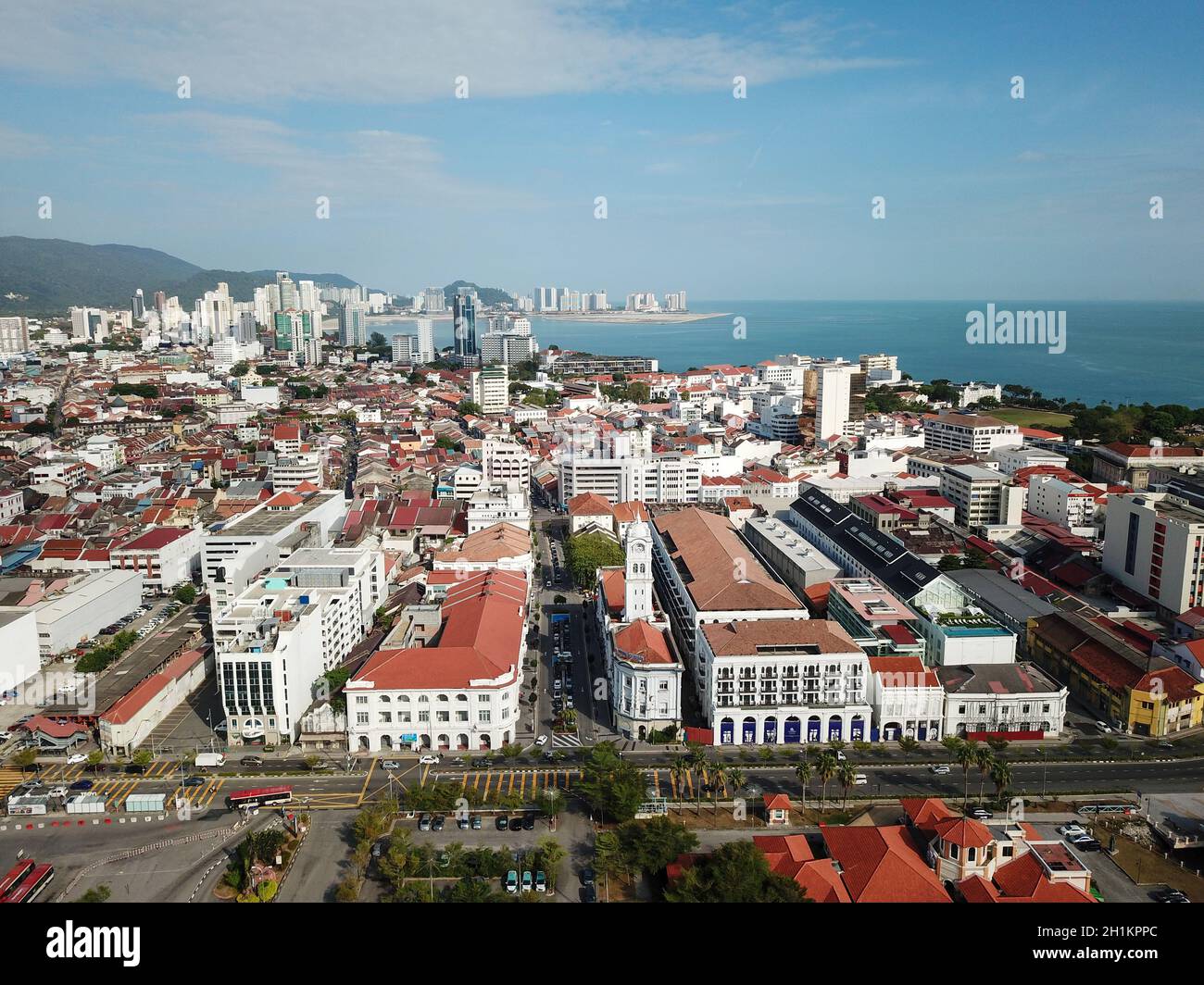 Georgetown, Penang/Malaysia - Feb 28 2020: Aerial view Georgetown ...