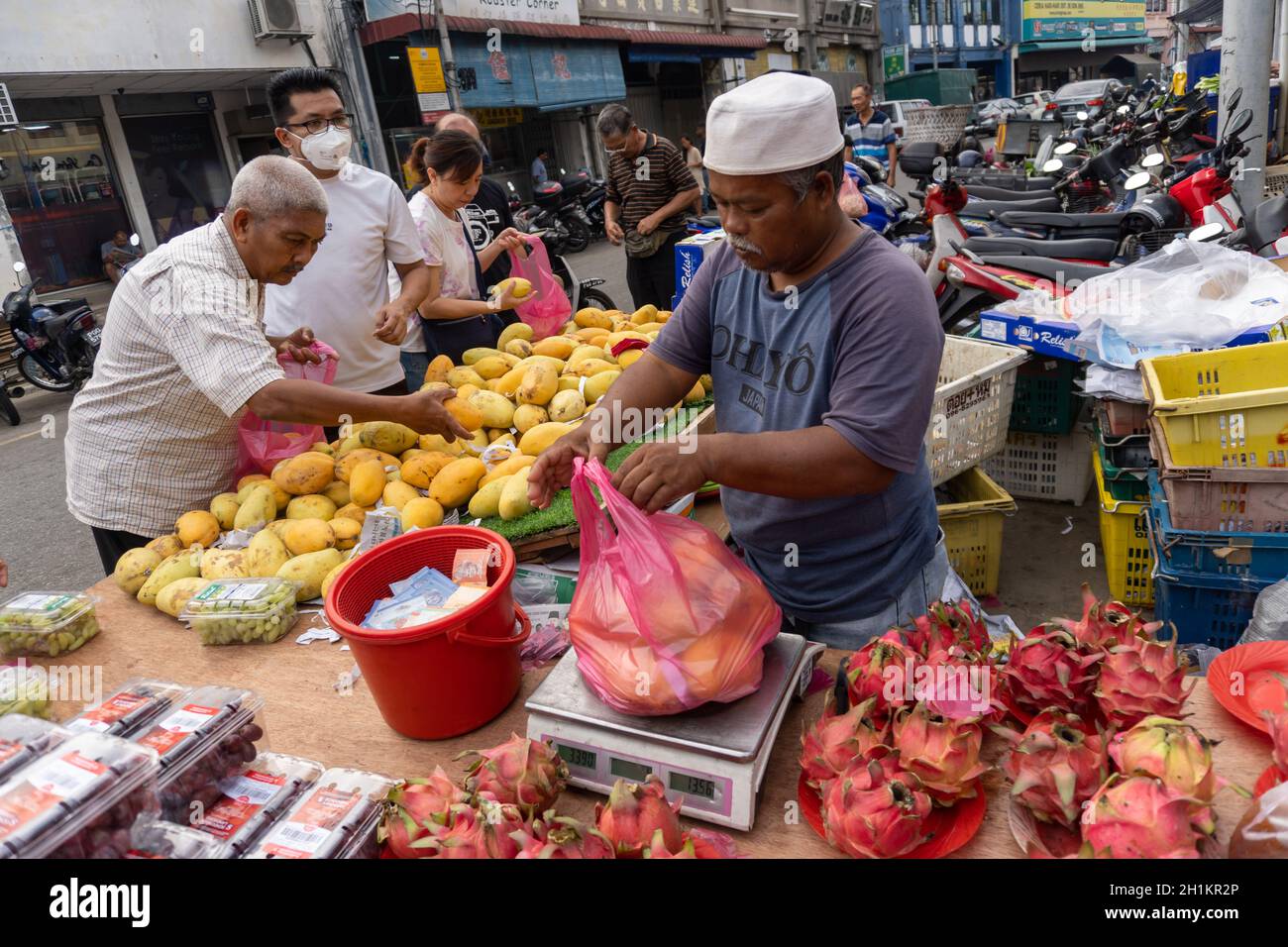 Bukit Mertajam, Penang/Malaysia - Mar 08 2020: Merchant sell fruit in ...