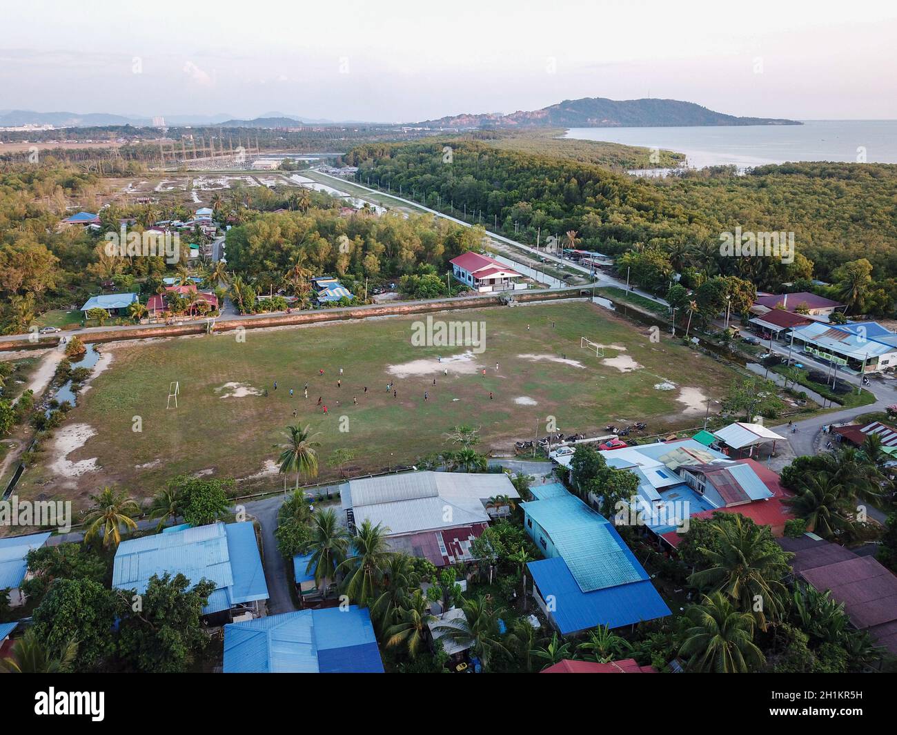 Bukit Mertajam, Penang/Malaysia - Mar 11 2020: Aerial view football ...