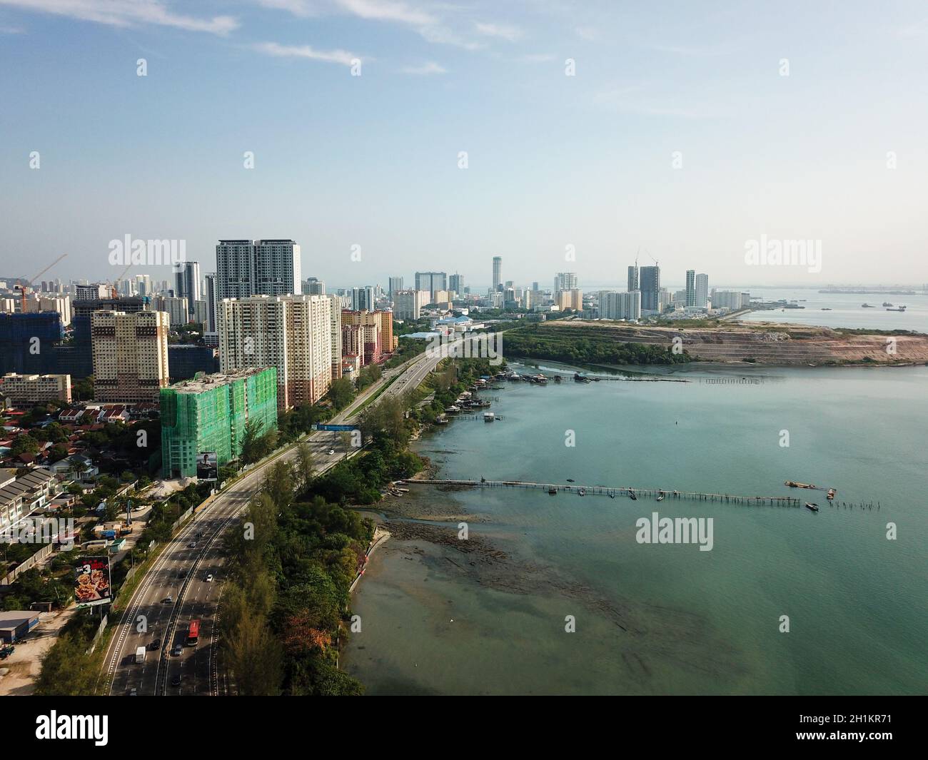 Aerial view fishing jetty jelutong hi-res stock photography and images ...