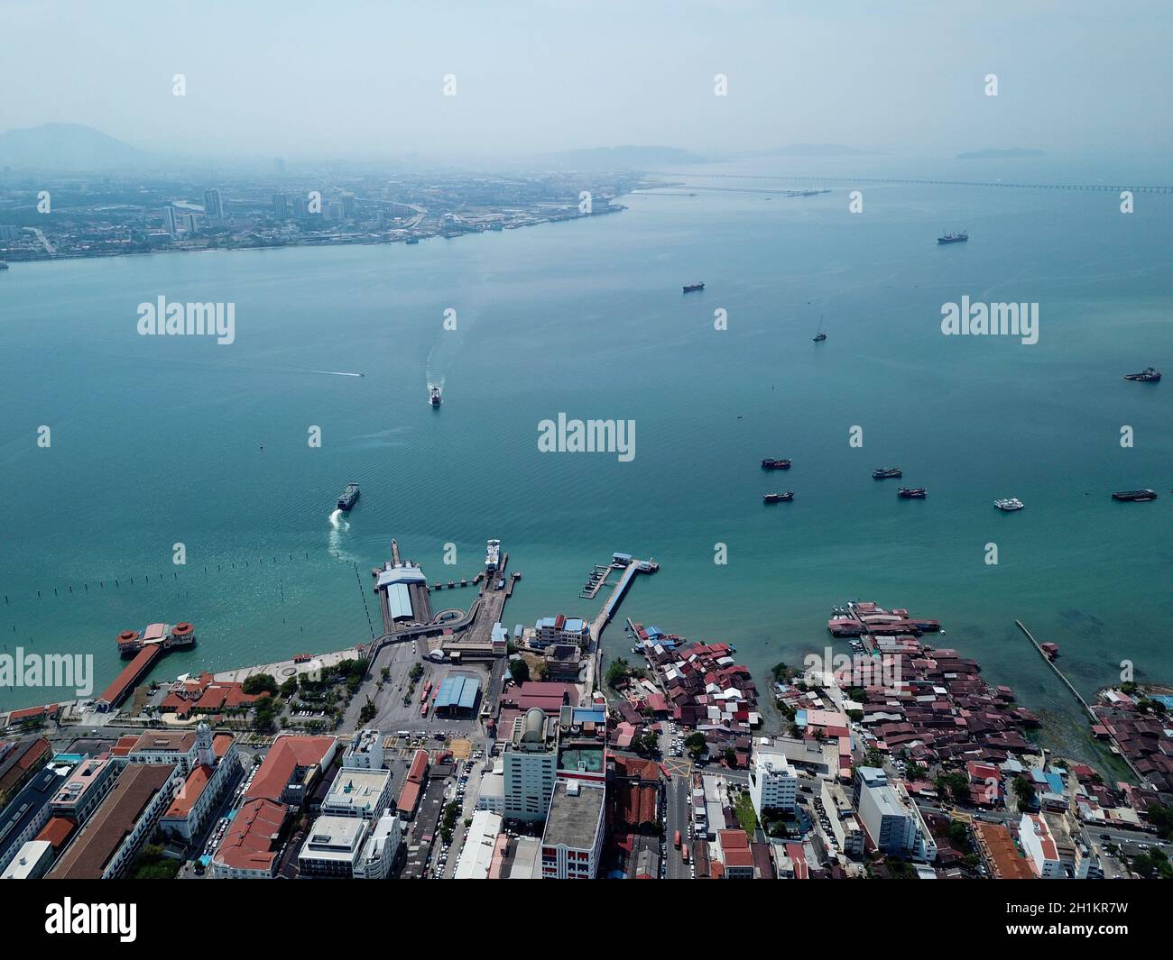 Aerial view penang ferry move hi-res stock photography and images - Alamy