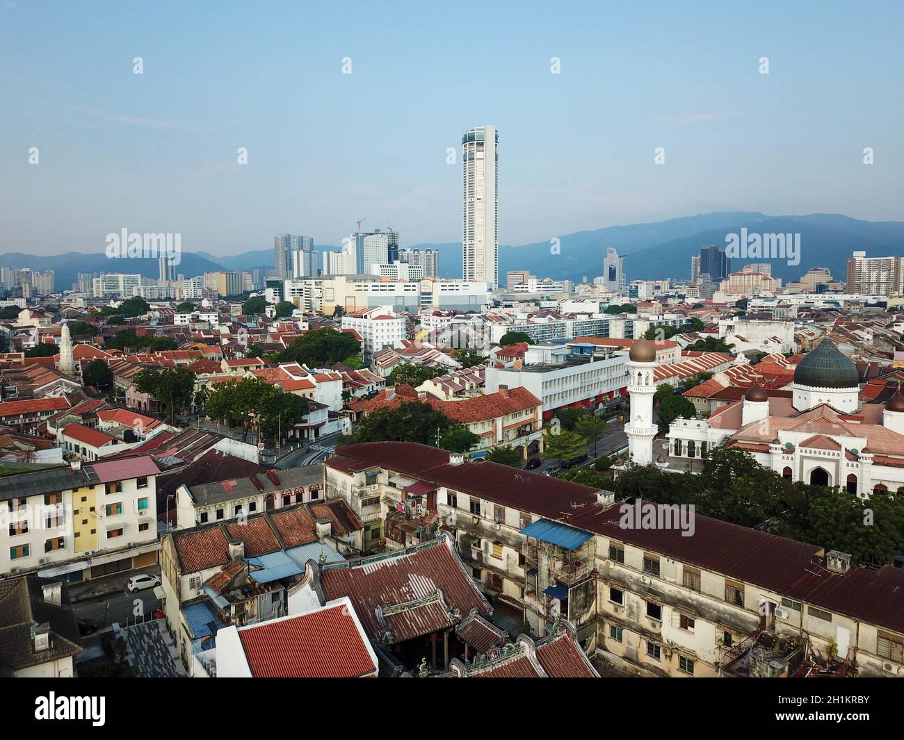 Georgetown, Penang/Malaysia - Mar 21 2020: Aerial view Georgetown ...
