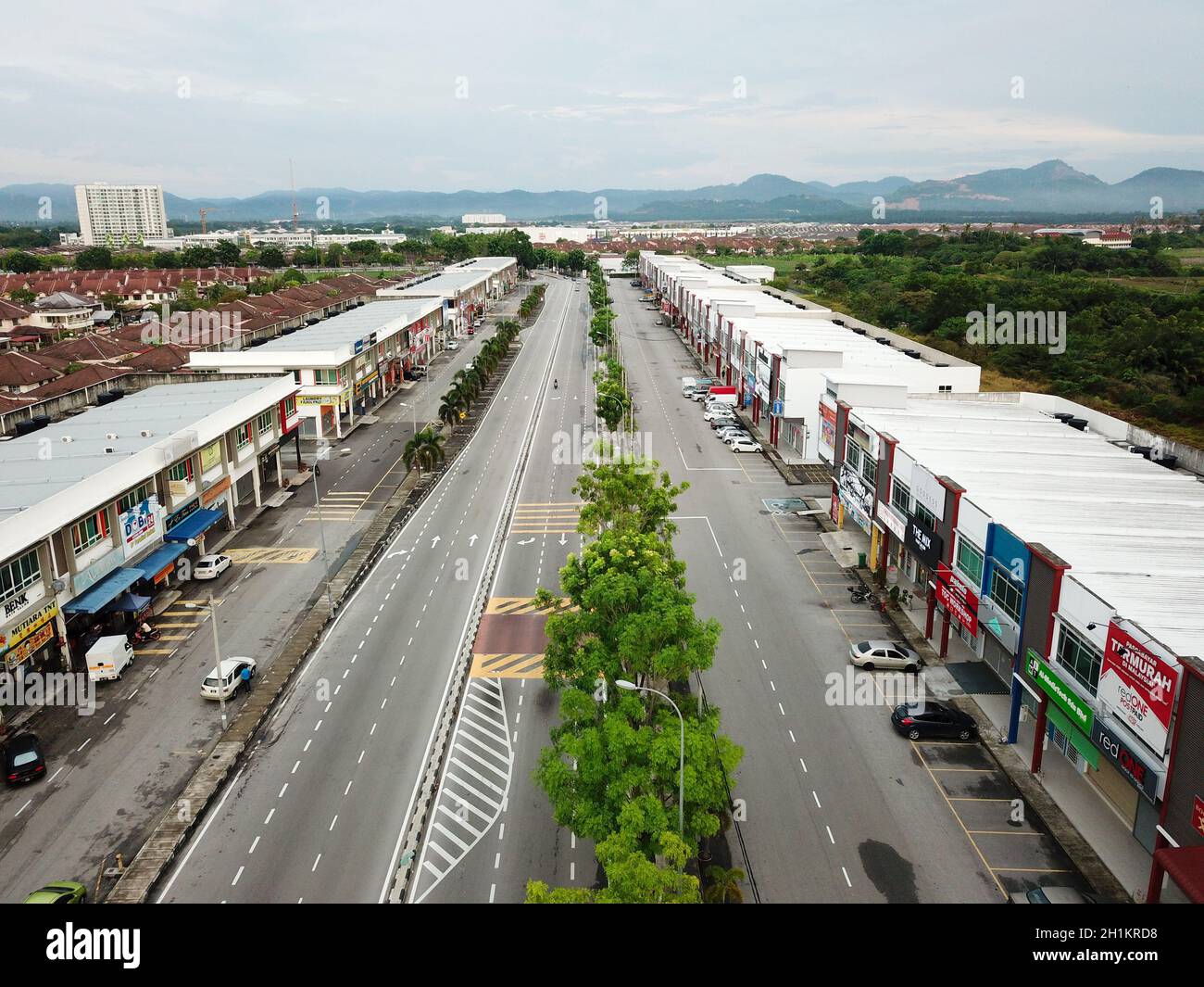 Simpang Ampat, Penang/Malaysia - Mar 25 2020: Lockdown. Empty street ...