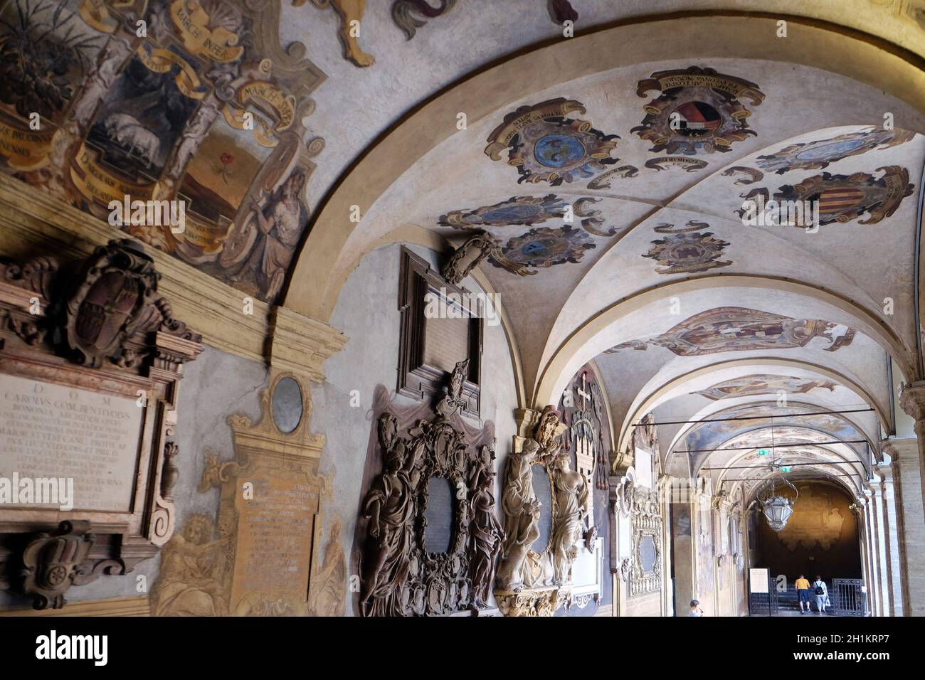 External atrium of Archiginnasio in Bolgna, Italy Stock Photo - Alamy