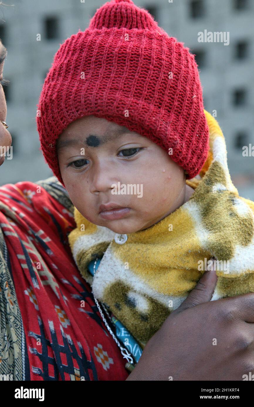 Portrait of tribal children in a village Kumrokhali, India Stock Photo ...