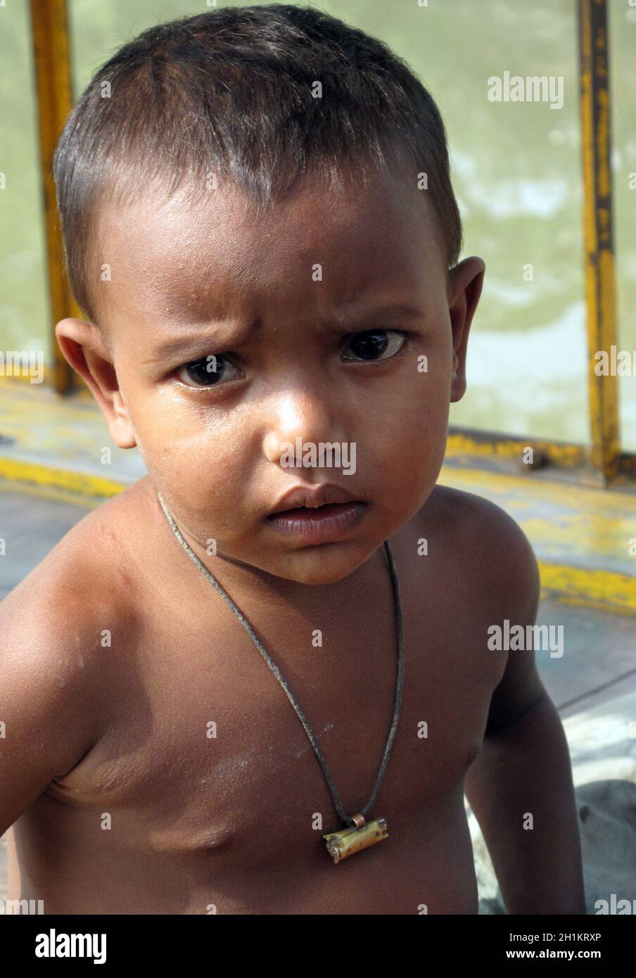 Portrait of tribal children in a village Kumrokhali, India Stock Photo ...