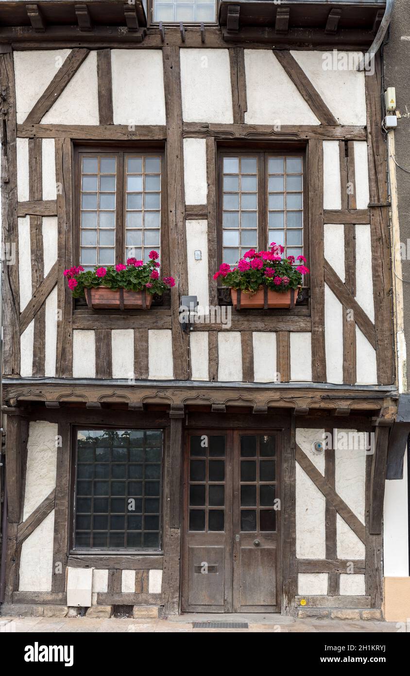 Ancient half-timbered buildings in Troyes. Aube, Champagne-Ardenne ...