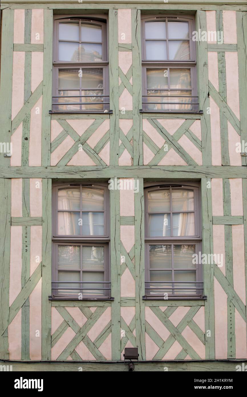 Ancient half-timbered buildings in Troyes. Aube, Champagne-Ardenne ...