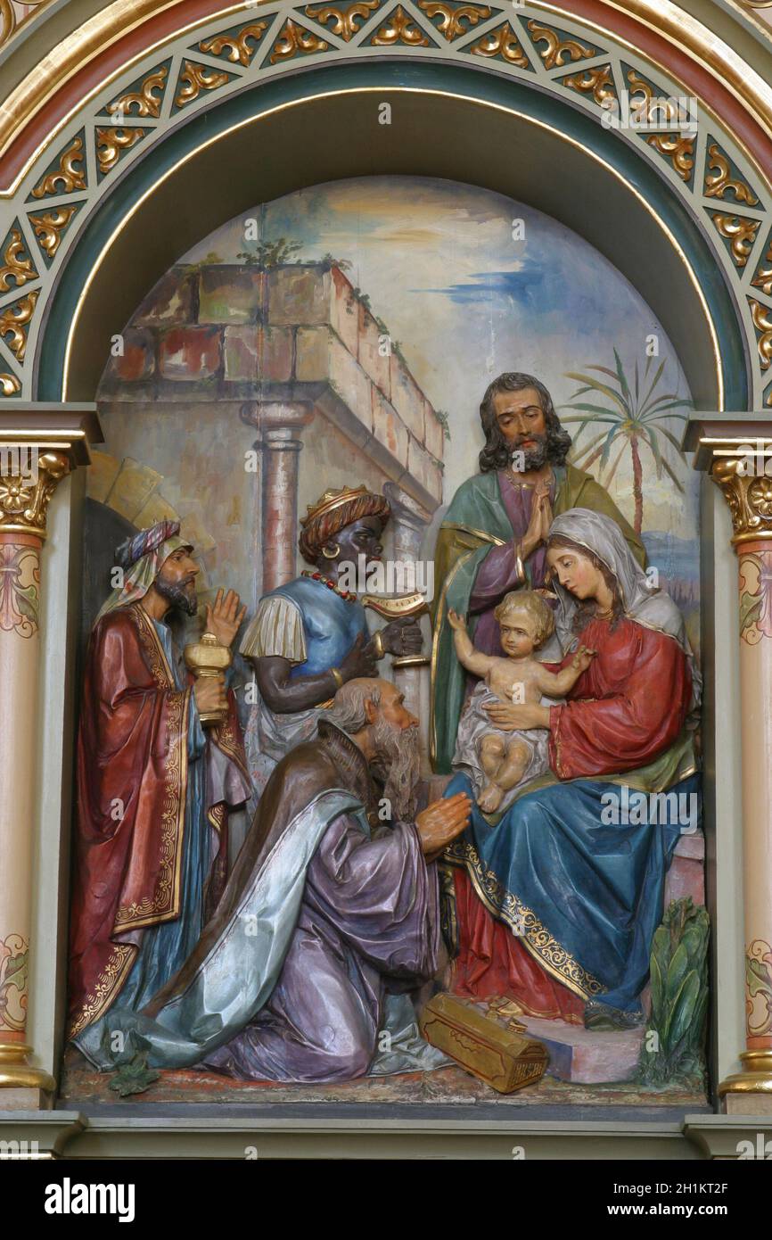 Nativity Scene, Adoration of the Magi Stock Photo - Alamy