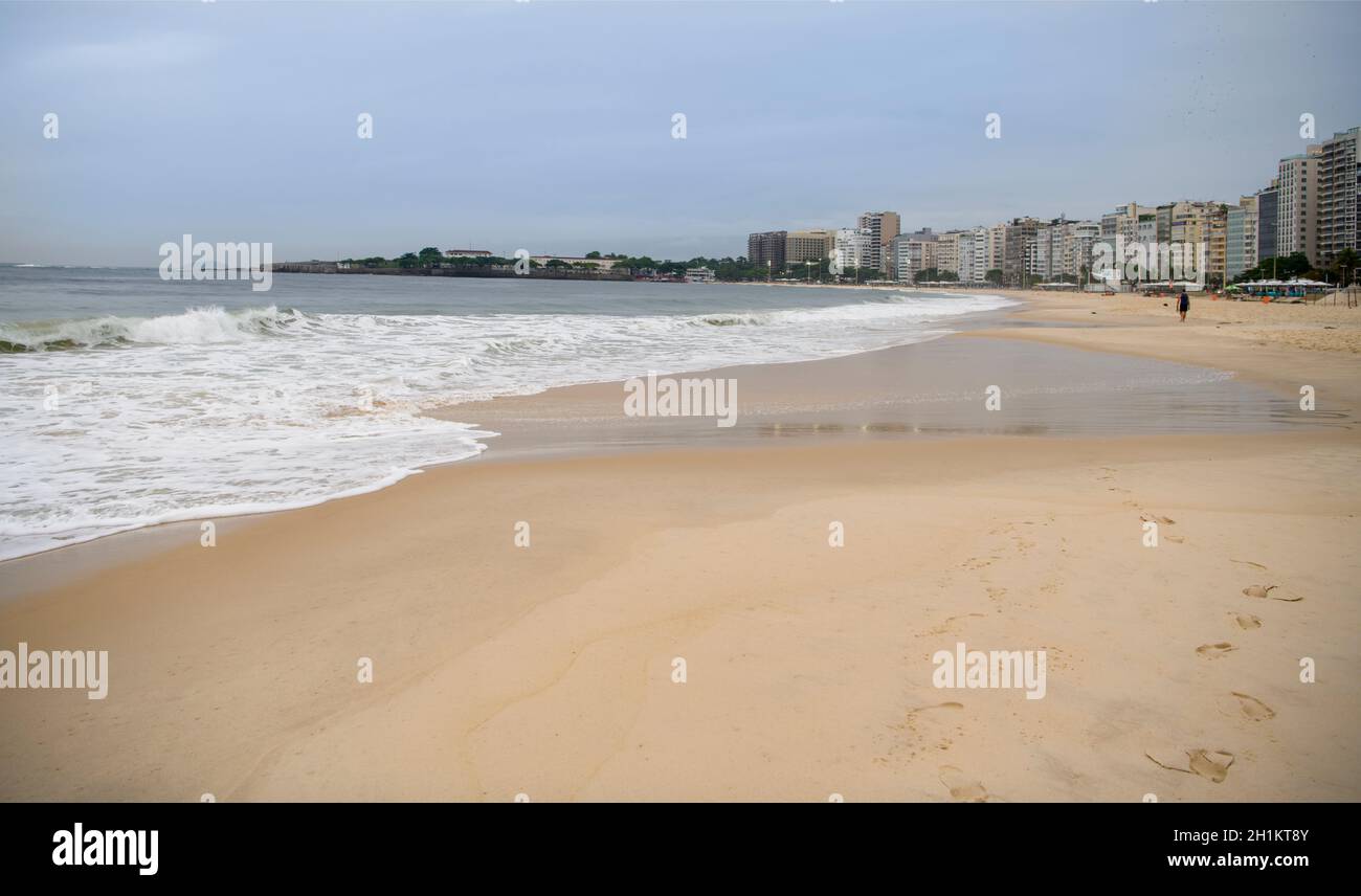 Ocean surf on the beach of Copacabana. Rio de Janeiro, February 2020 ...