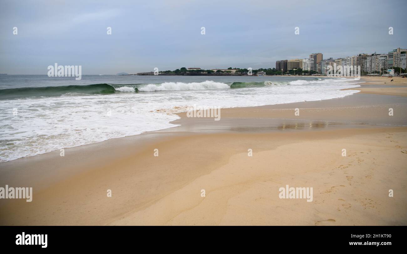 Ocean surf on the beach of Copacabana. Rio de Janeiro, February 2020 ...