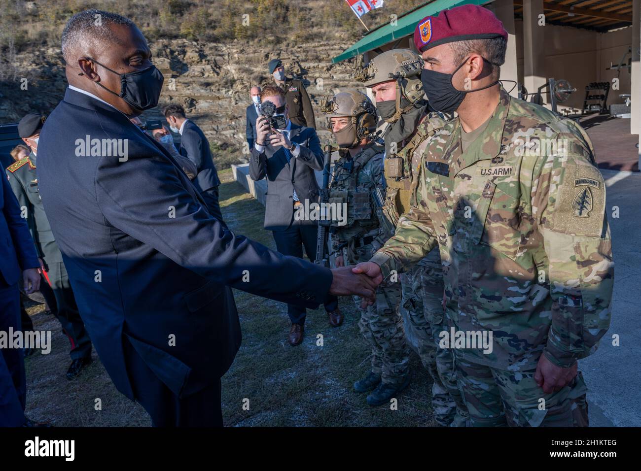 Tbilisi, Georgia. 18th Oct, 2021. U.S. Secretary of Defense Lloyd J ...