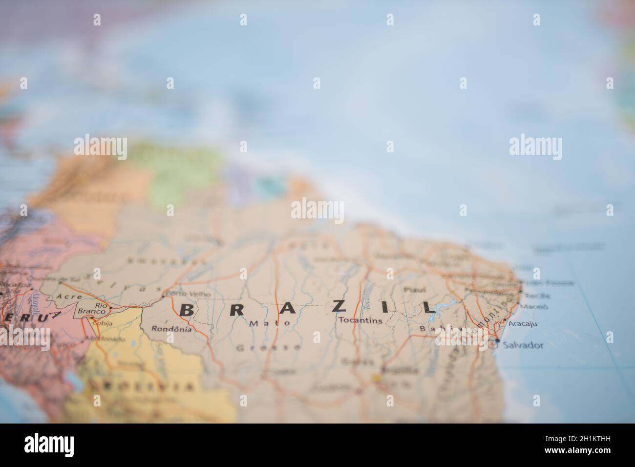 Picture of The Country of Brazil on a Colorful and Blurry South America ...