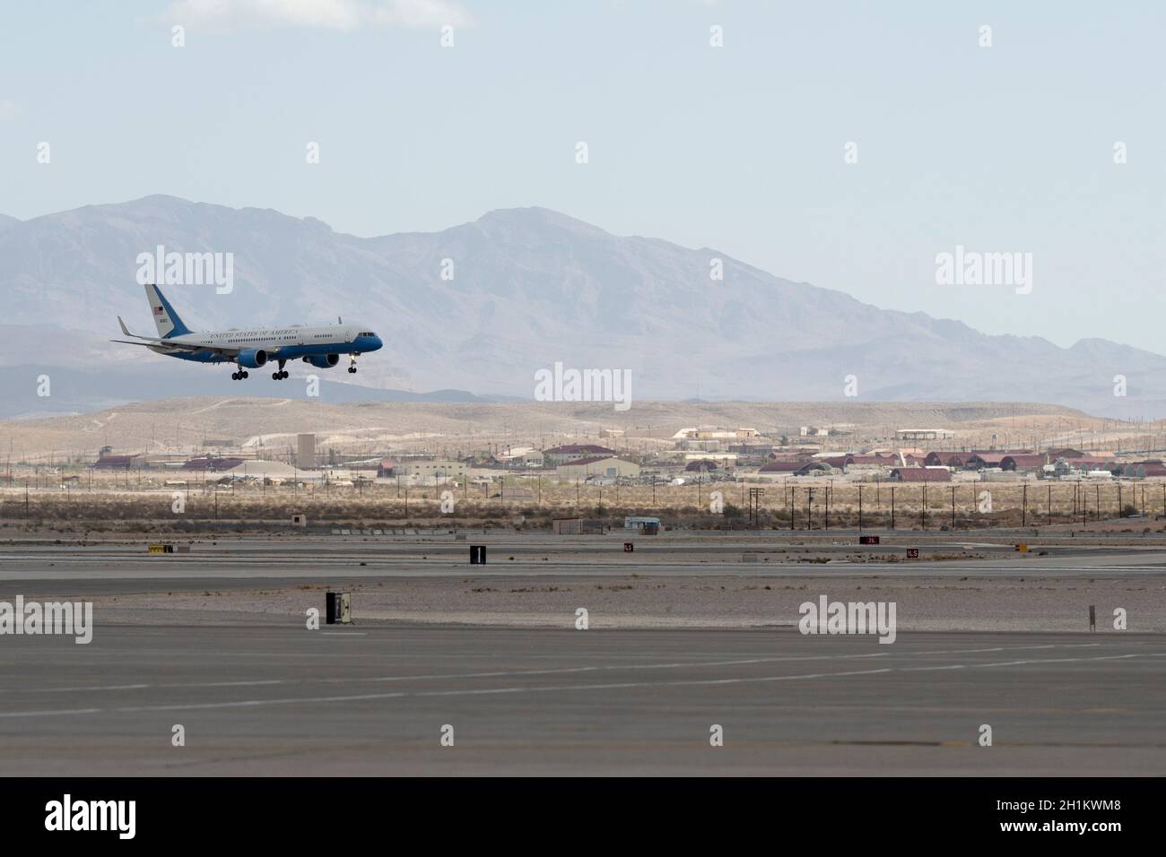 Air Force Two lands at Nellis Air Force Base in Las Vegas, Nevada, U.S ...