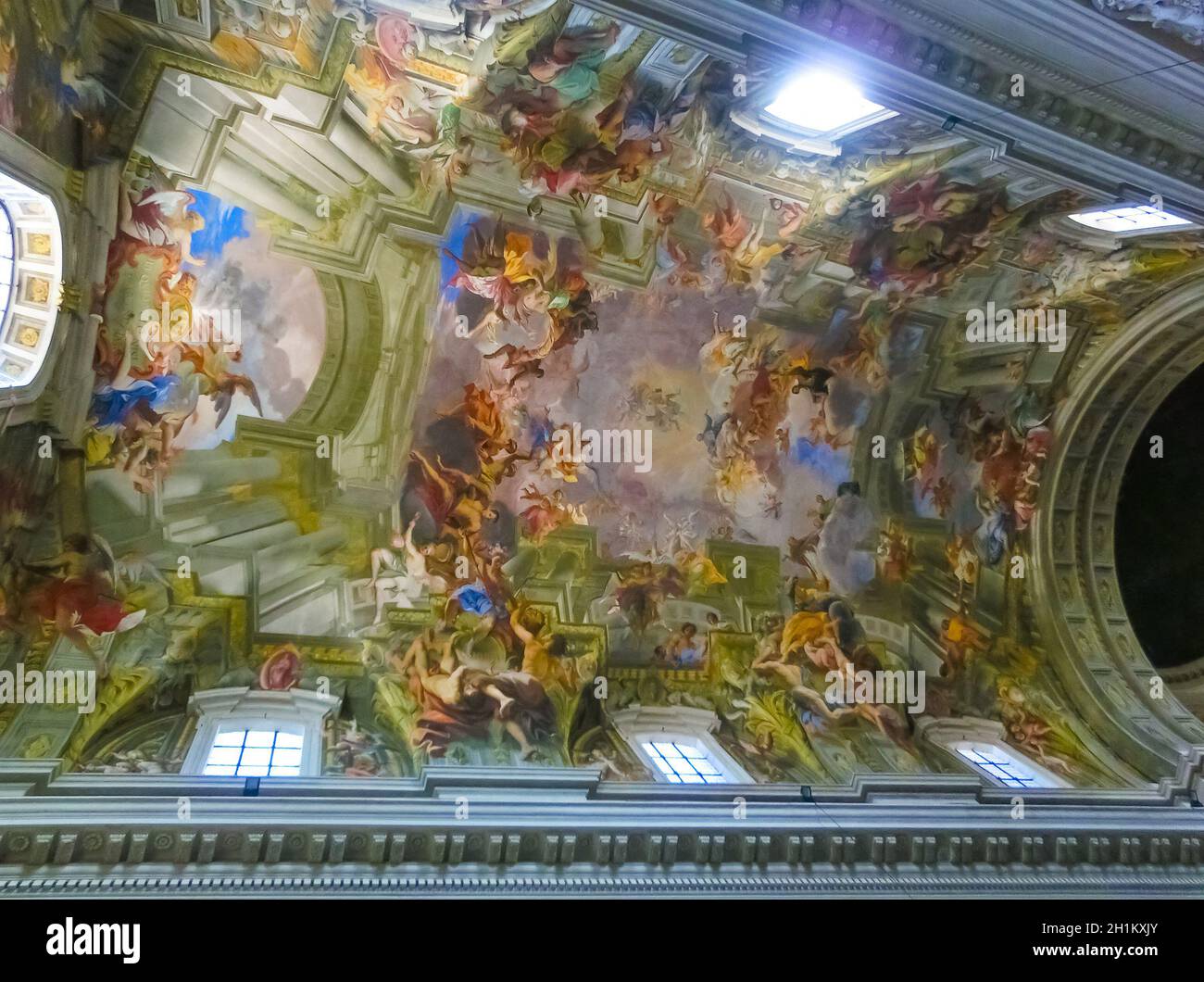 Rome, Italy - September 10, 2015: Church of St. Ignatius. The vault ...