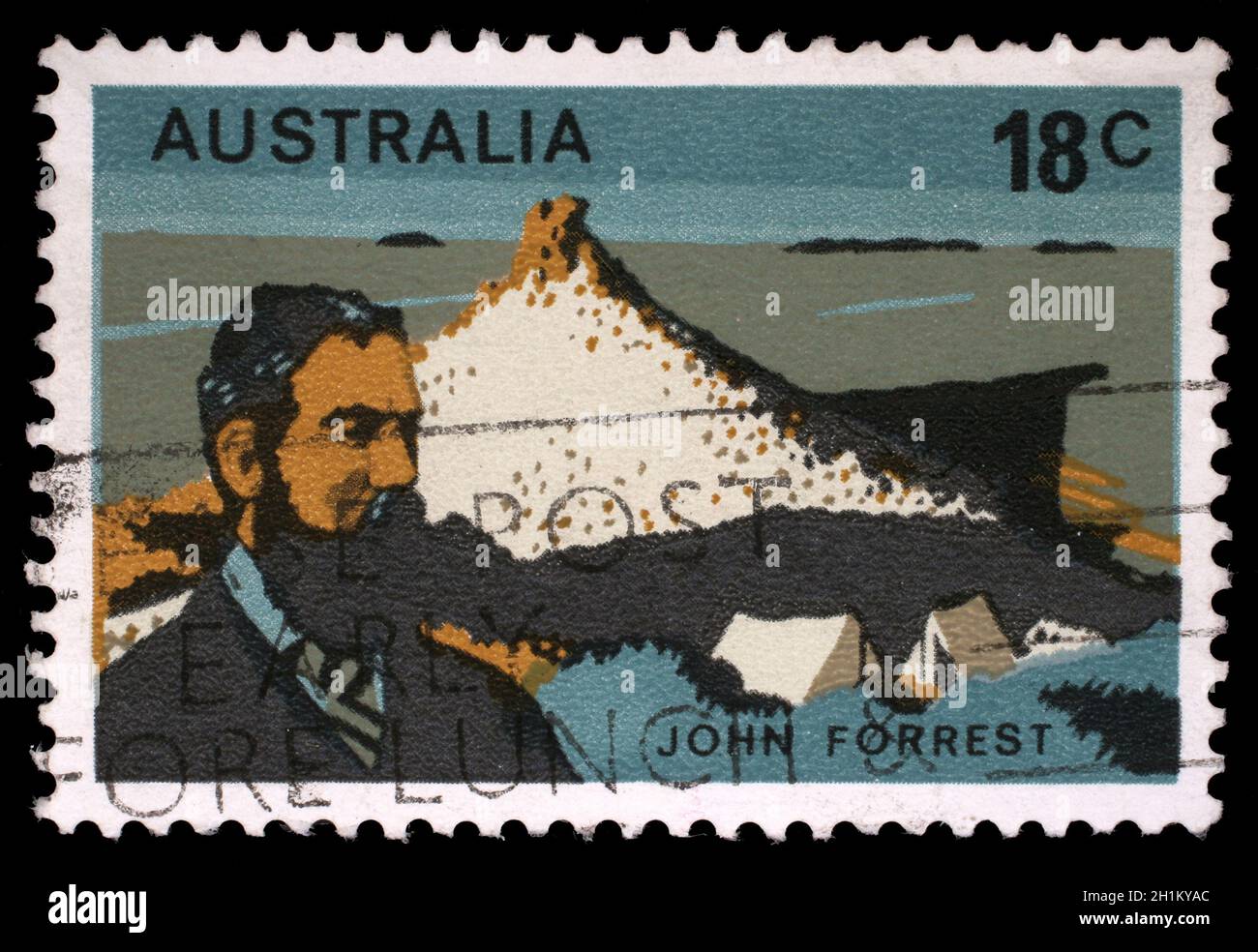 Stamp printed in Australia shows John Forrest, circa 1976 Stock Photo ...