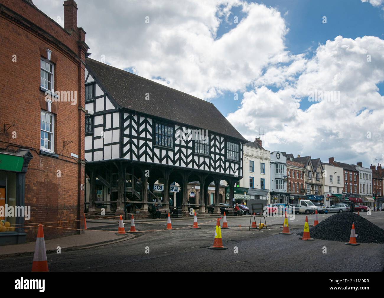 View of the Market House and High Street in the ancient market town of ...