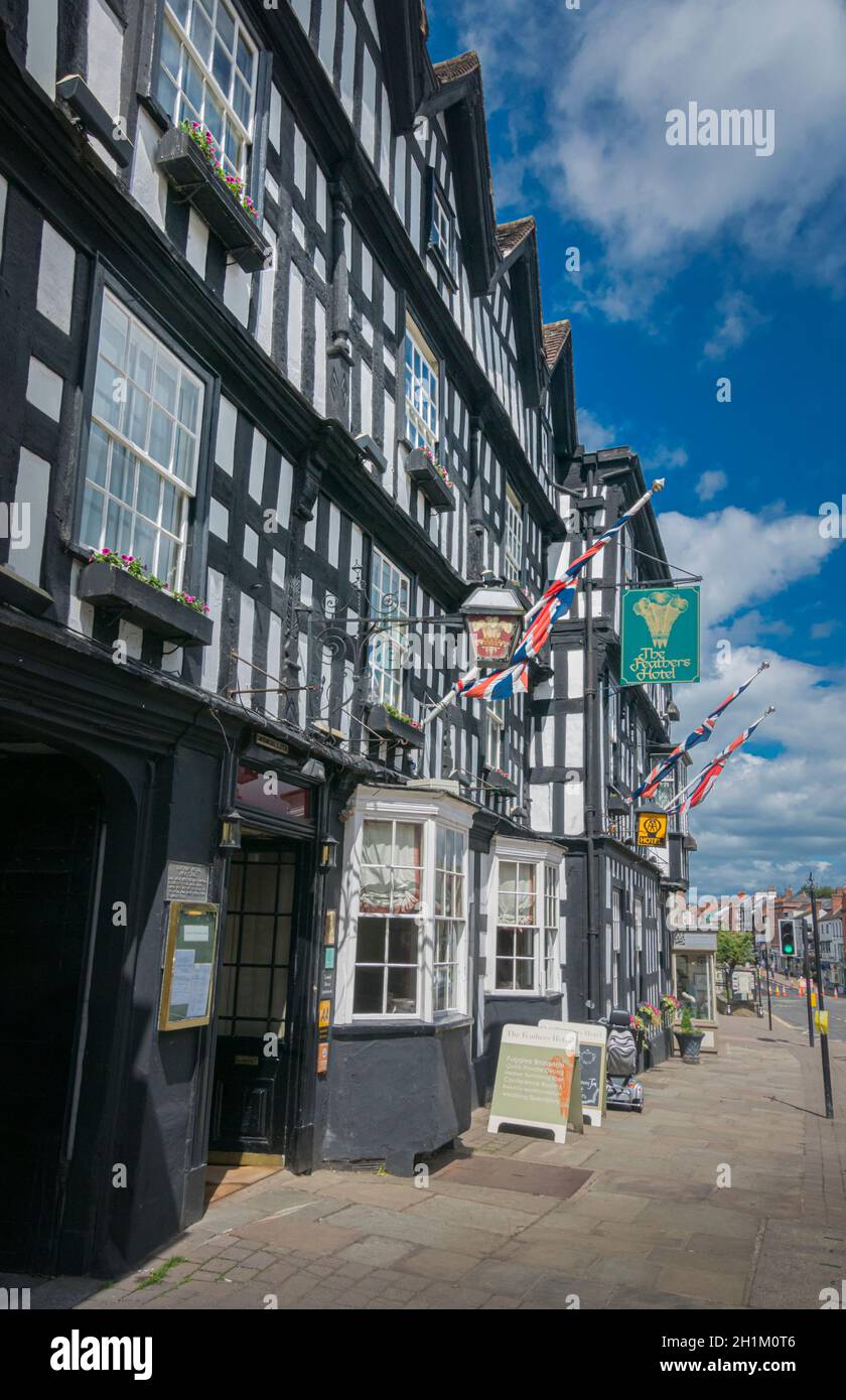 View of the timber framed hotel in the High Street in the ancient ...