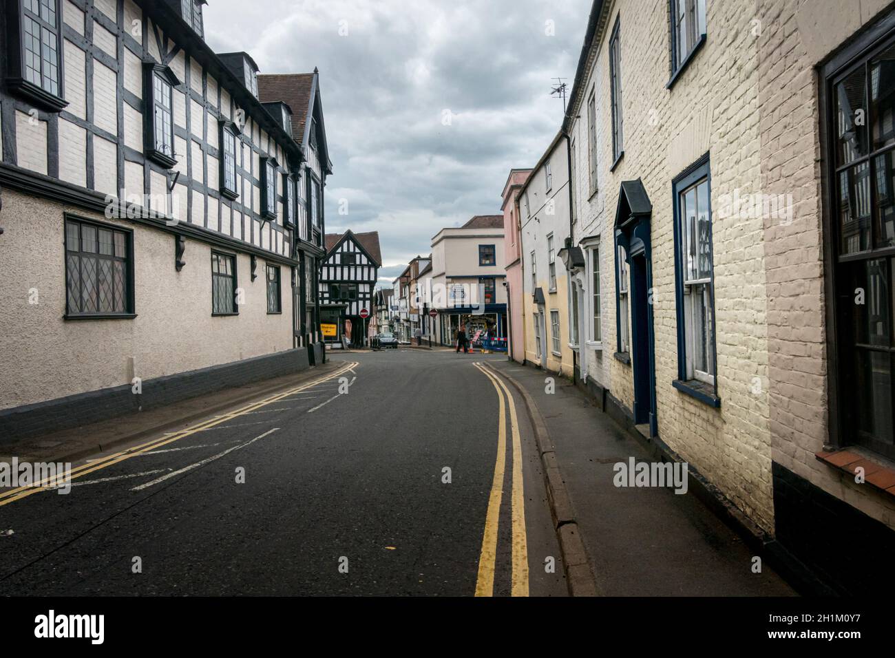 Street view of the ancient market town of Ledbury, Herefordshire, UK ...