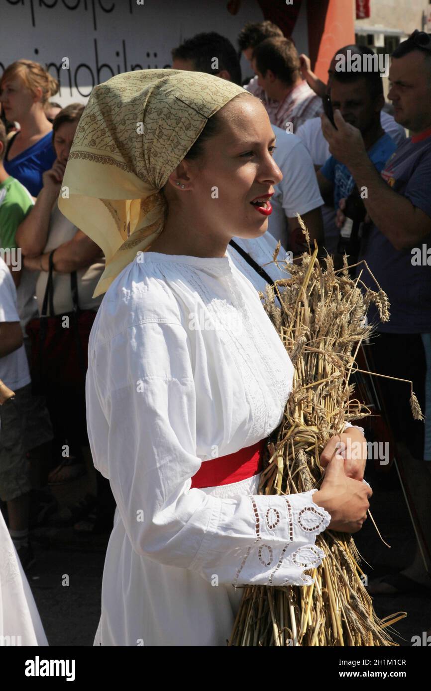 Participant in Croatian national costume from the village Horvati ...